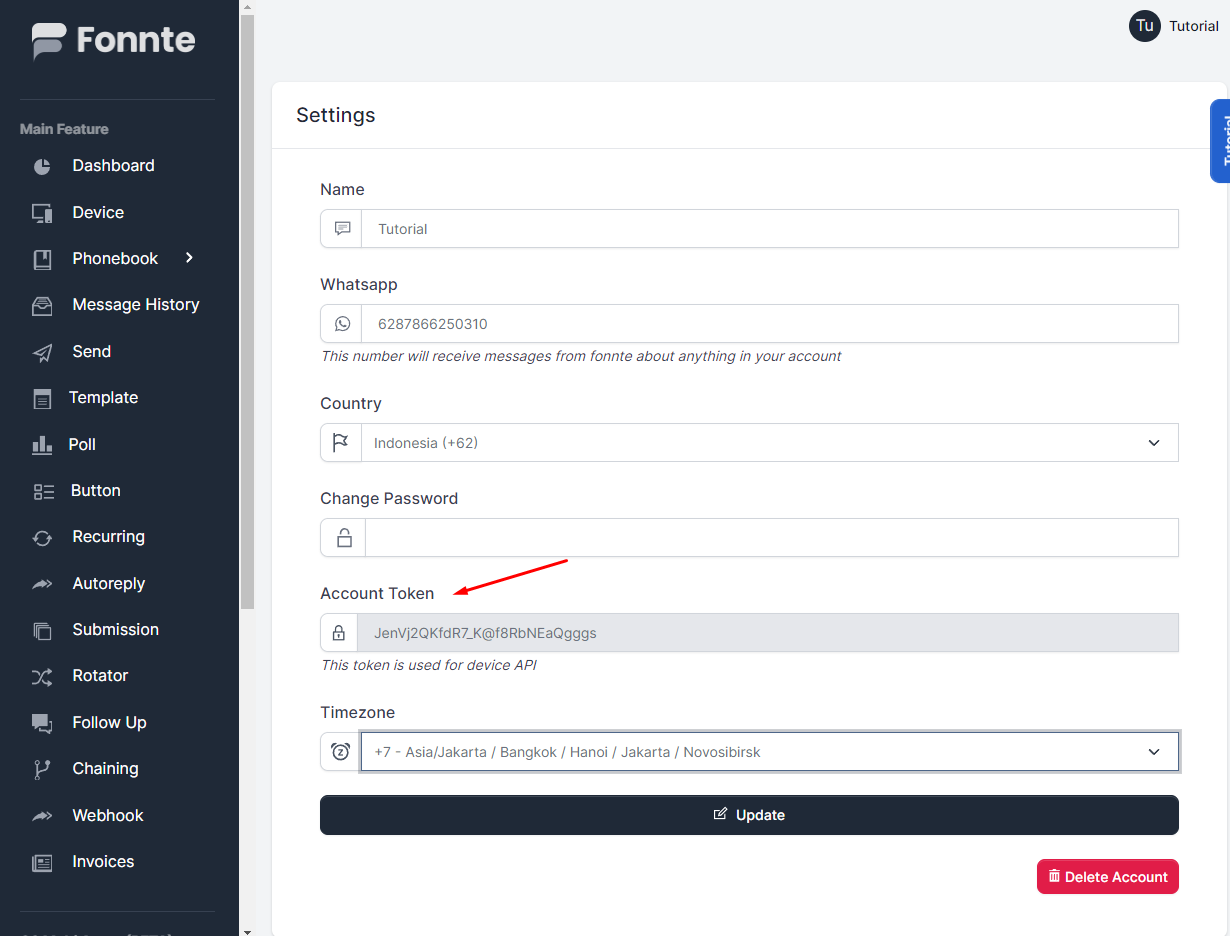 Account Token Fonntes Documentation 